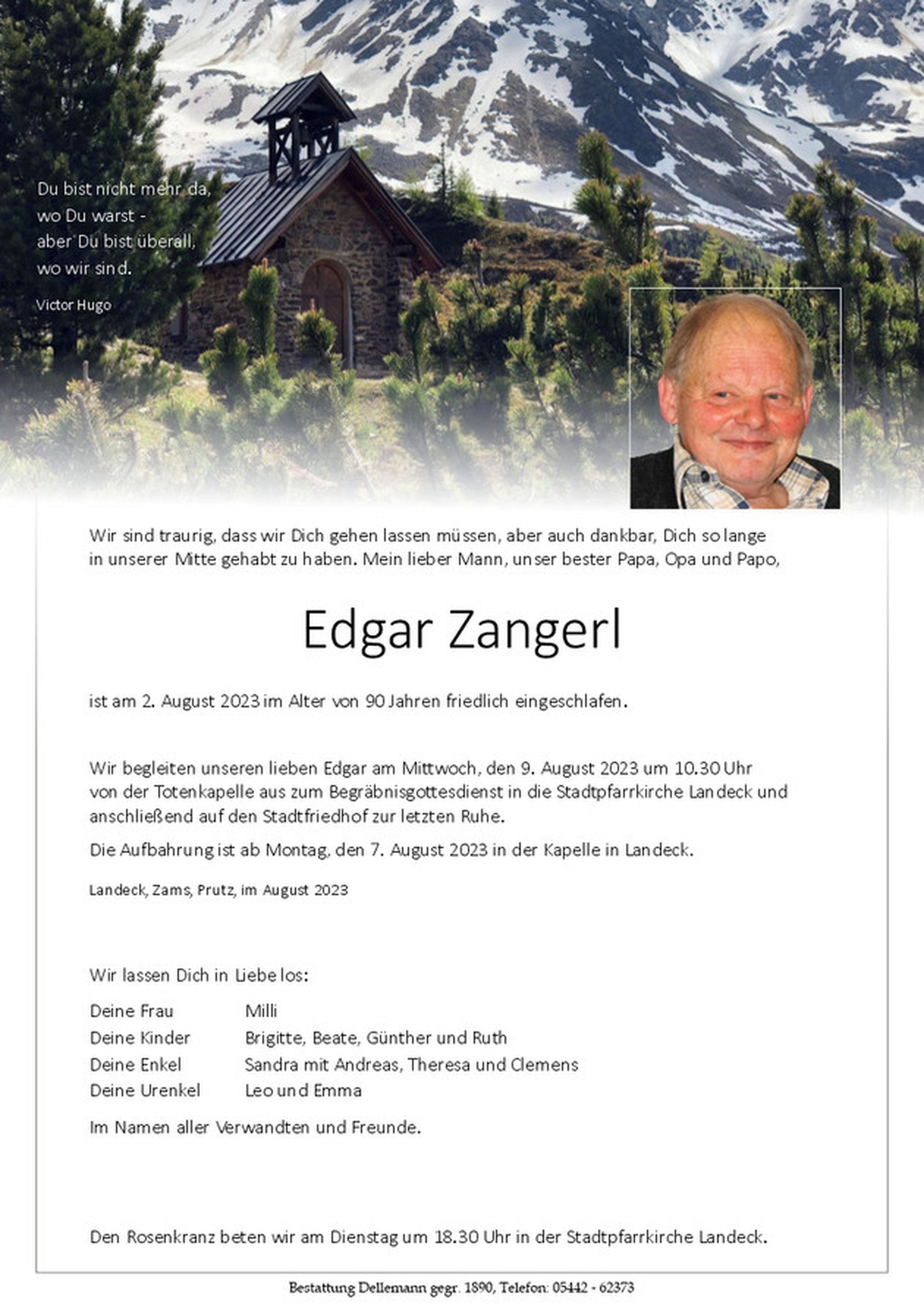 Alt-Kommandant und Ehrenmitglied Edgar Zangerl ist verstorben ...